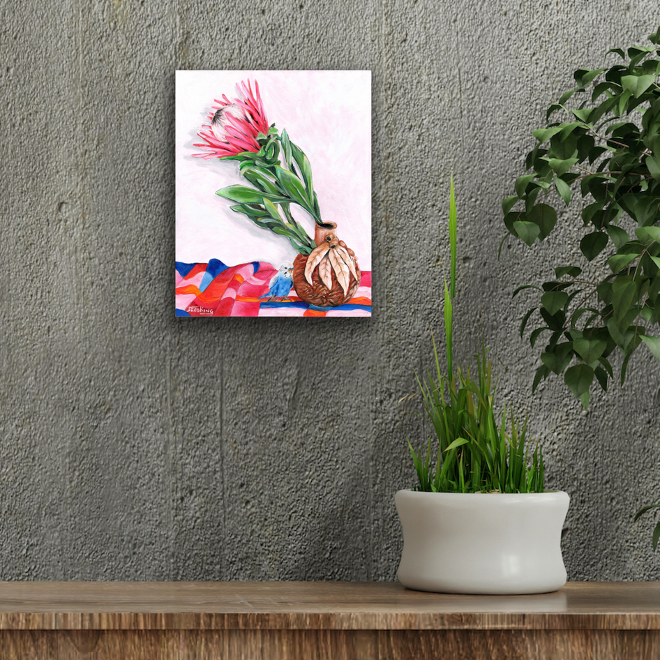 Protea, Budgie and Wartook Vase - Art Lovers Australia