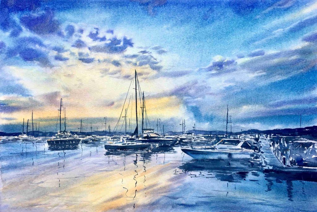 Dusk in the Docks - Art Lovers Australia