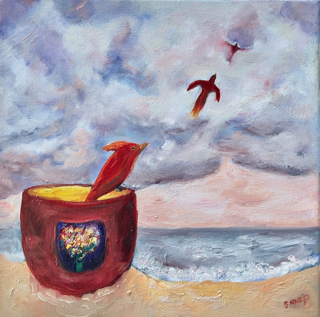 Red Birds Fly High - Art Lovers Australia