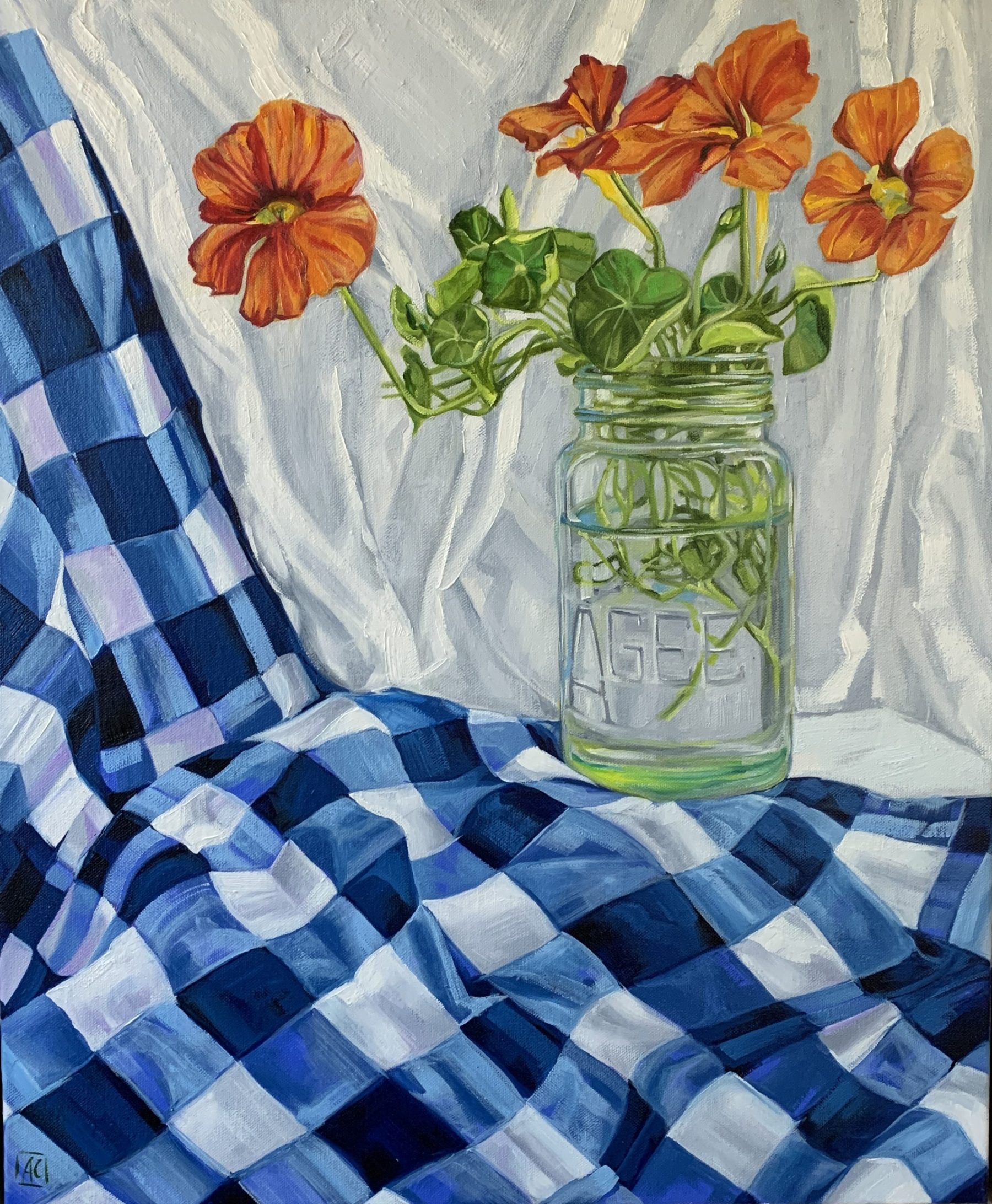 Vintage Agee Jar and Nasturtiums - Art Lovers Australia