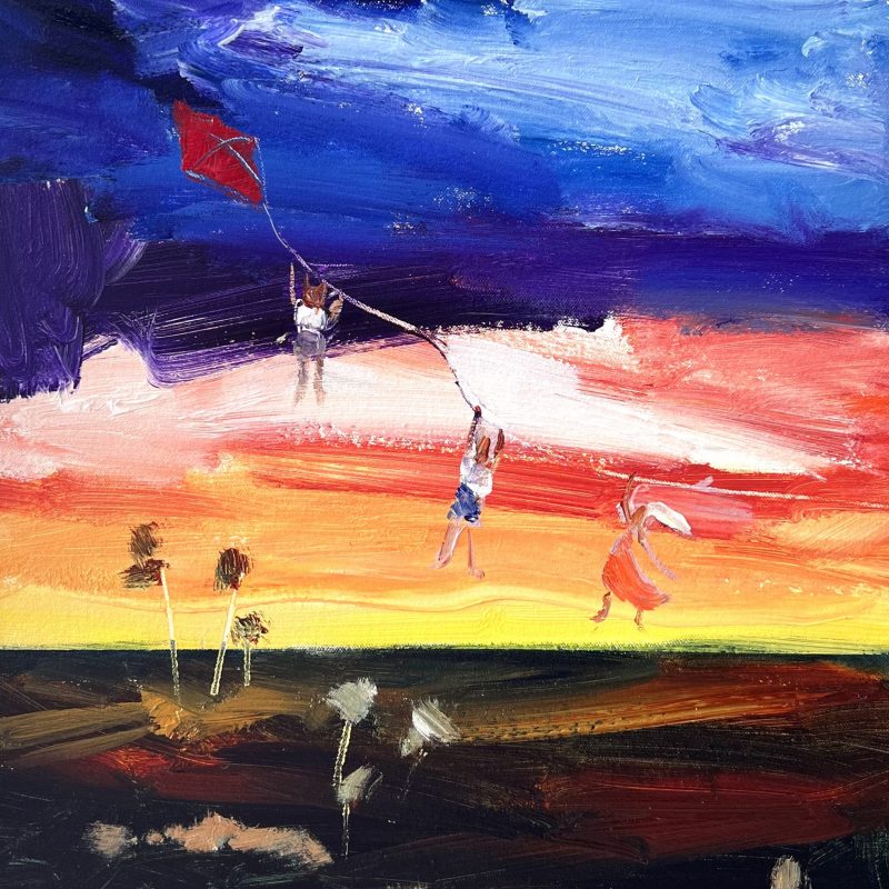 Kite Flying Kids Over the Outback - Art Lovers Australia