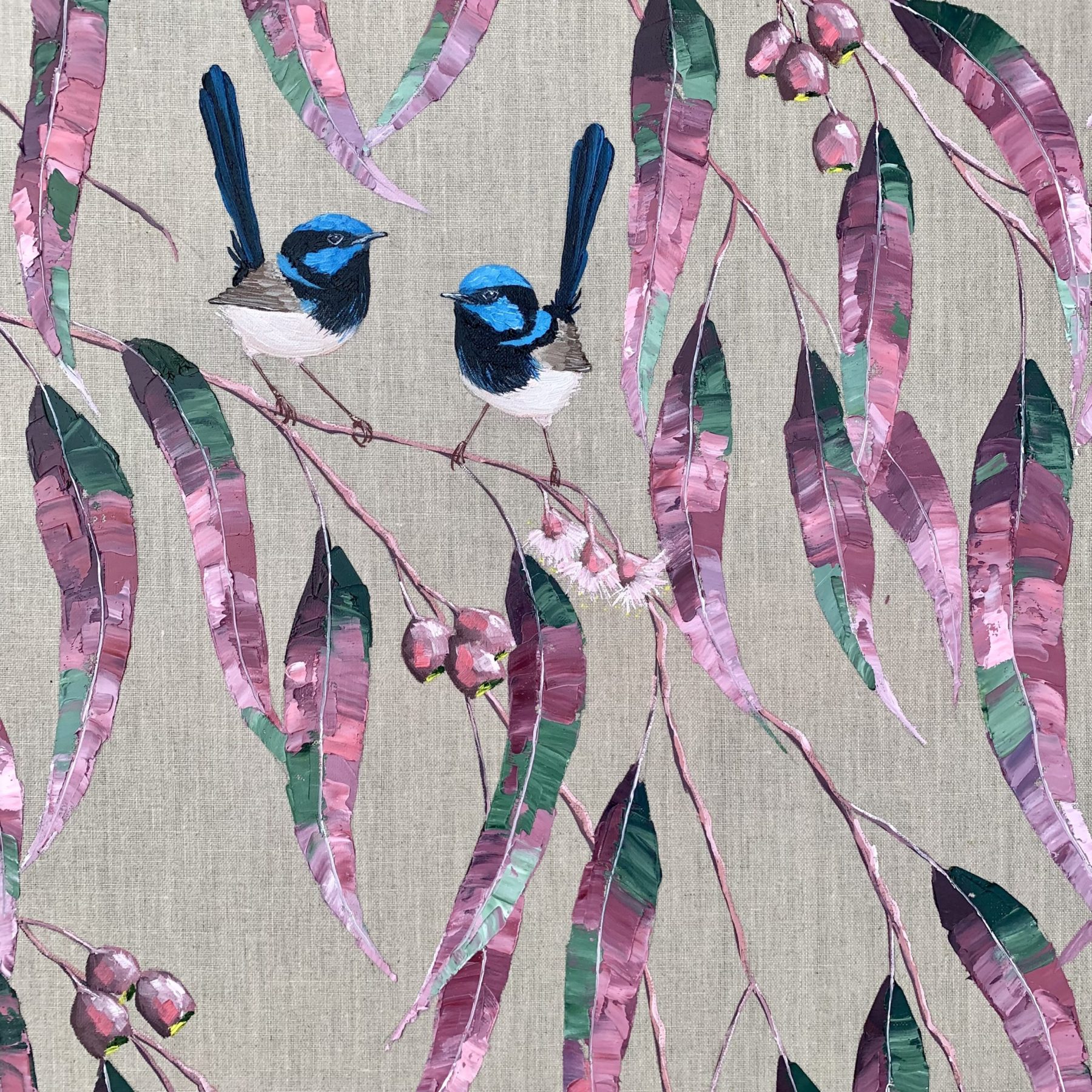 Beautiful Blue Wrens by Eve Sellars - Art Lovers Australia
