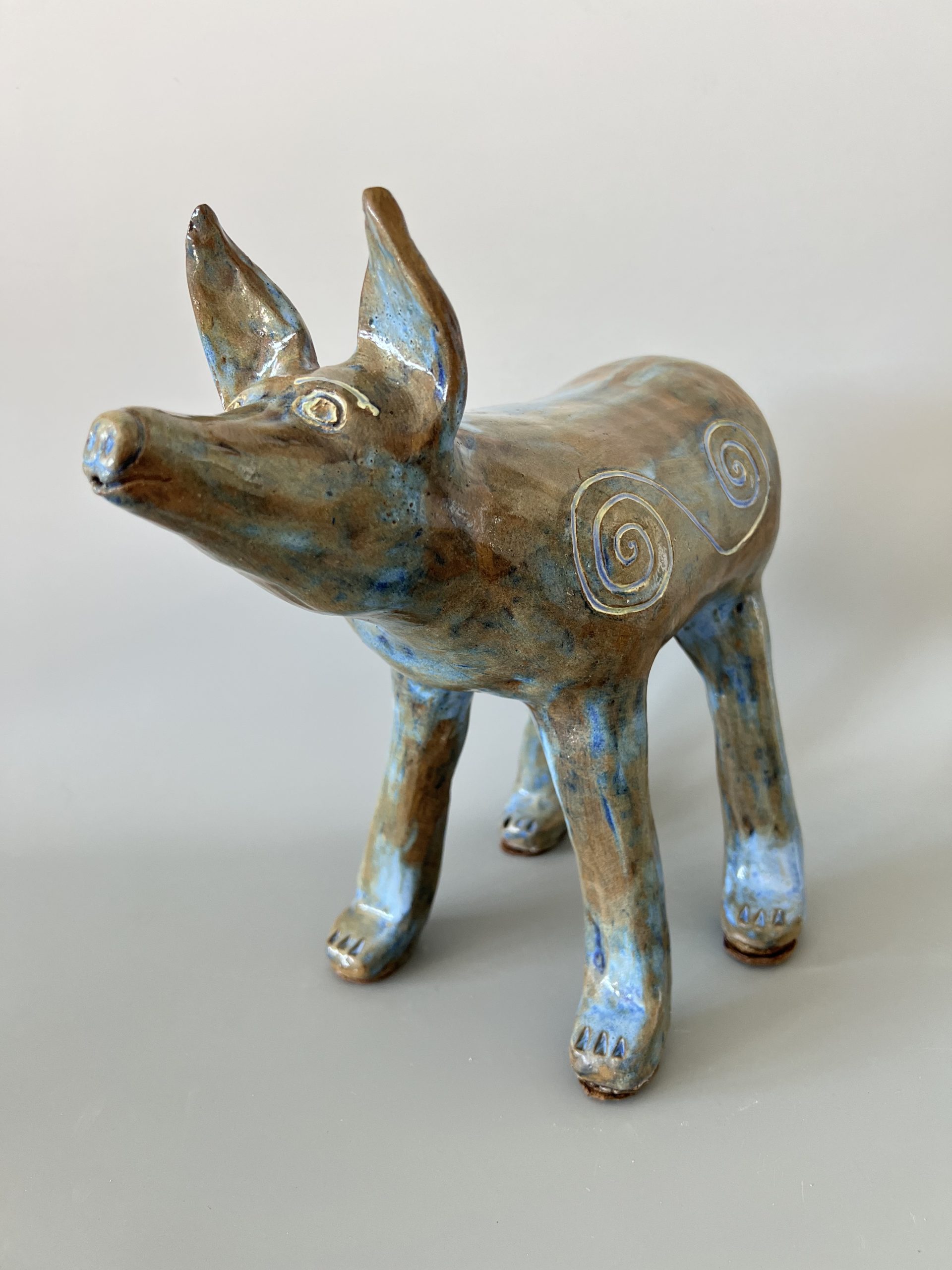 Blue Dog of Pictish Heritage, Ceramic Sculpture - Art Lovers Australia