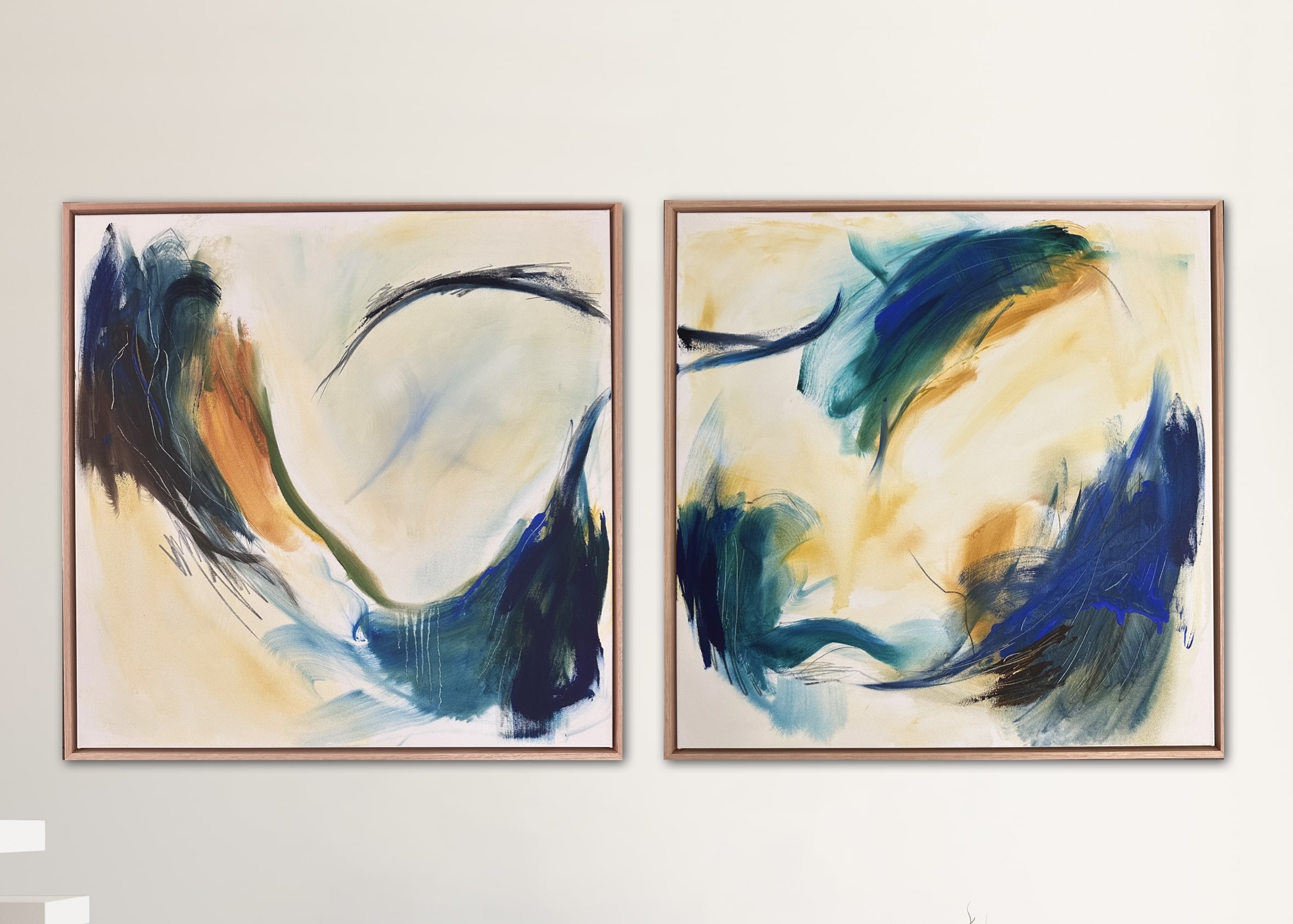 Thrive - Framed large abstract diptych - Art Lovers Australia