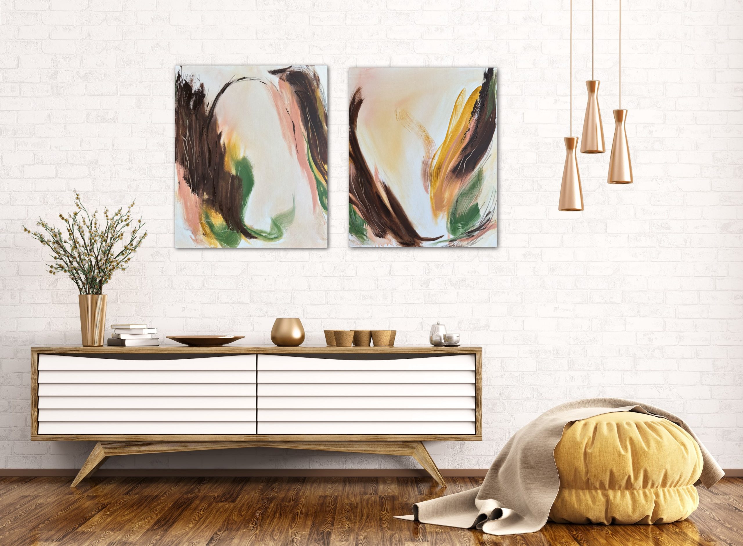 Reverie - abstract diptych - Art Lovers Australia