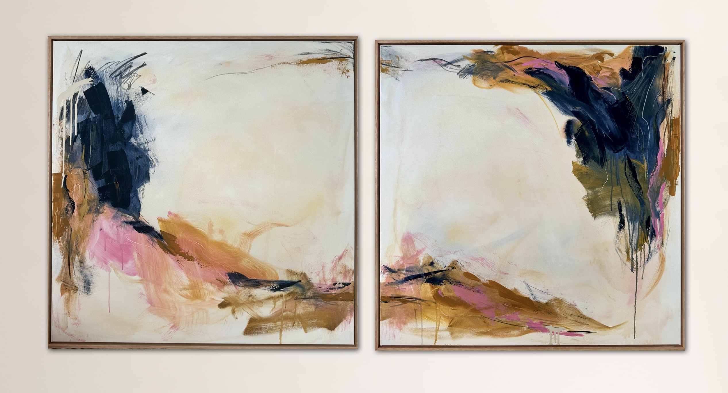 So far so good - Framed large abstract diptych - Art Lovers Australia