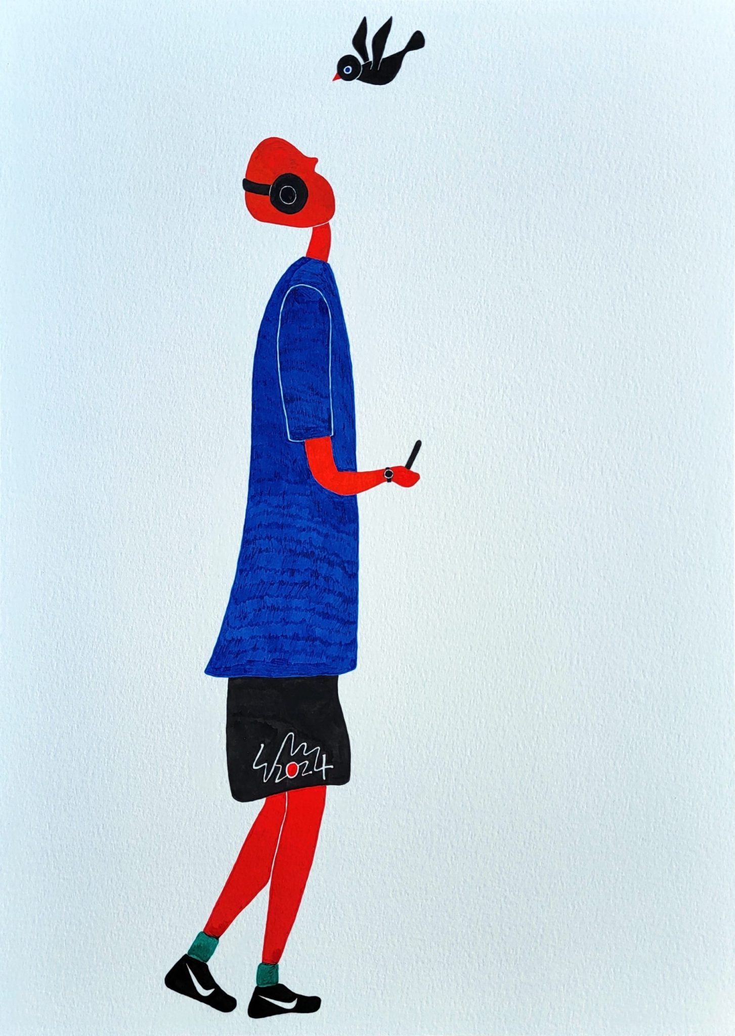 Chirp - Ink Drawing - Art Lovers Australia