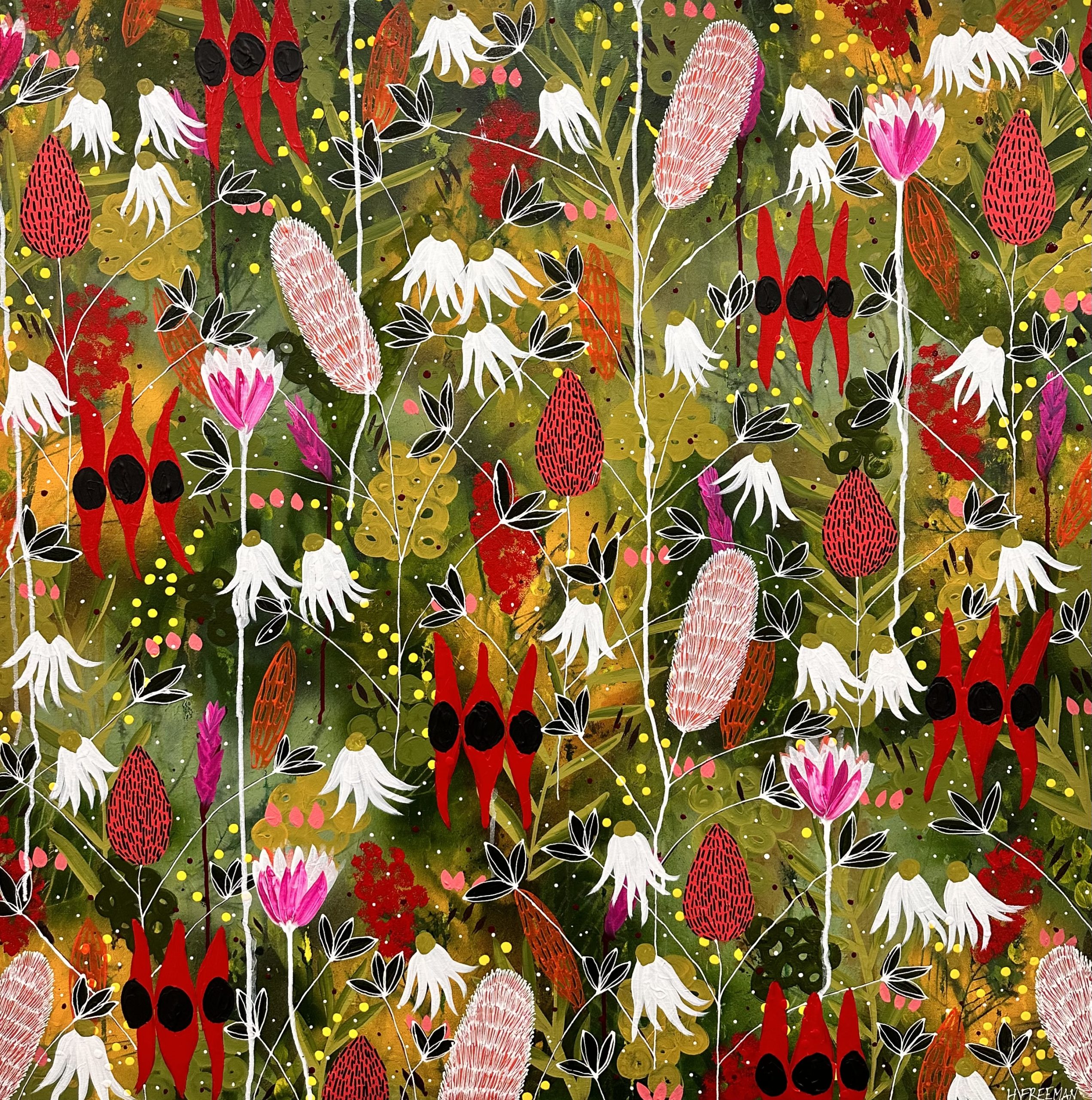 Sturt Desert Peas and Flannel Flowers - Art Lovers Australia