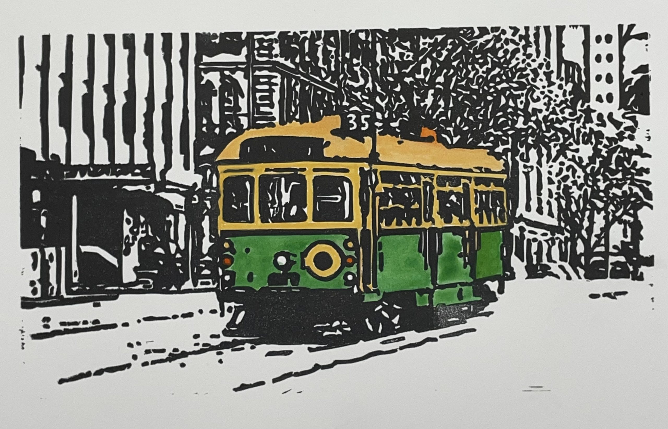 Vintage Melbourne Circle Tram - Art Lovers Australia