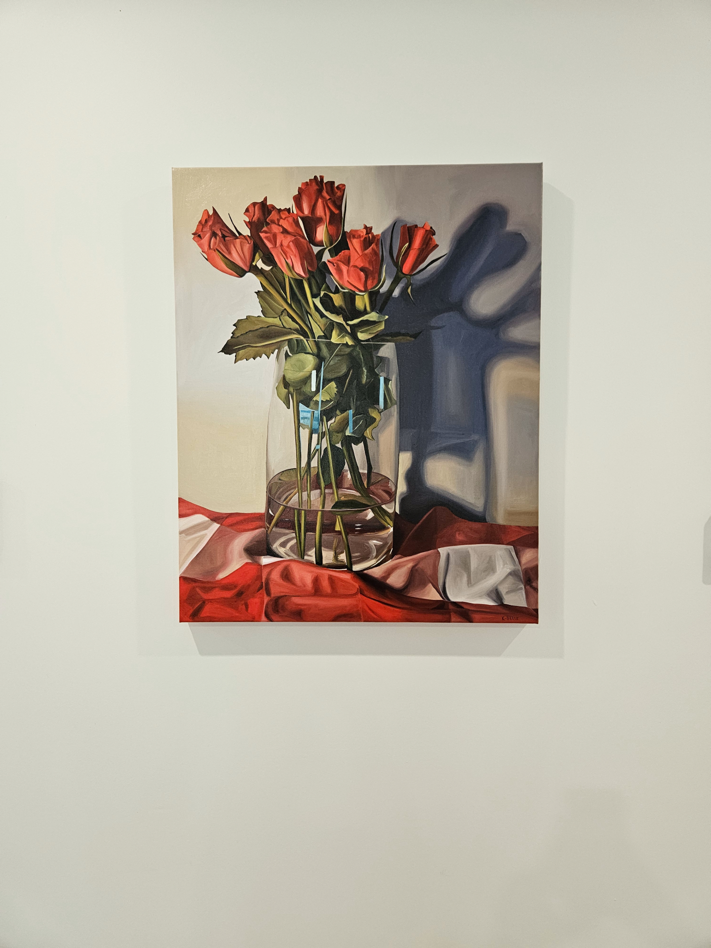 Red Roses and Checkered Cloth - Art Lovers Australia