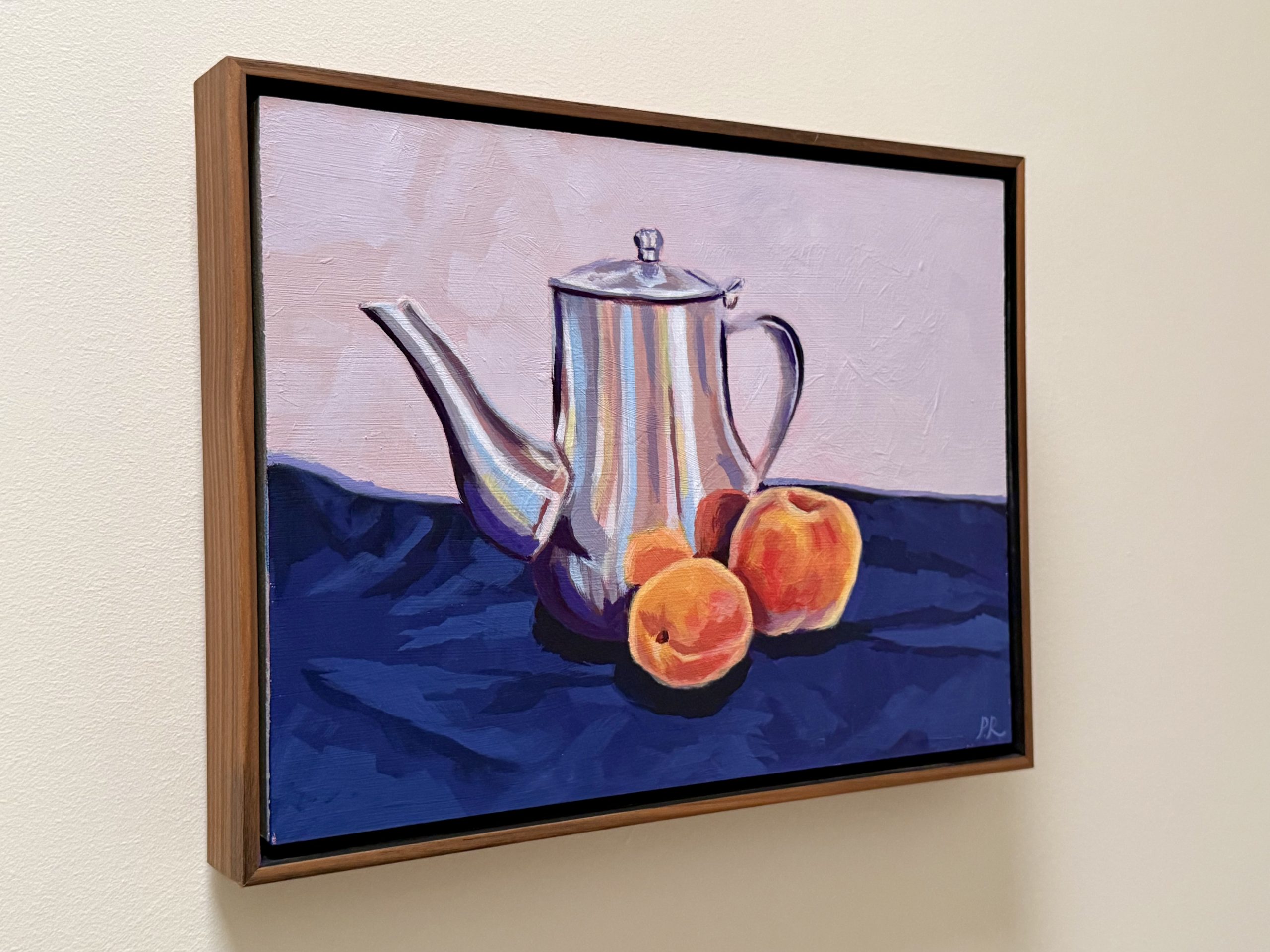Teapot and orange fruits - Art Lovers Australia