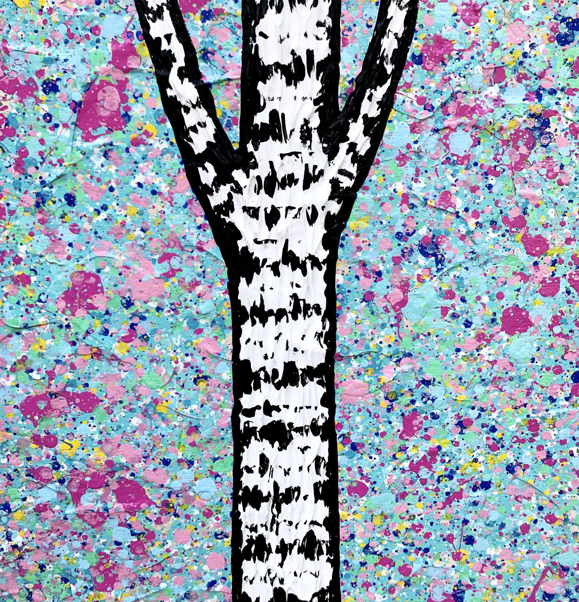Birch Trees in Coastal Floral Garden - Art Lovers Australia