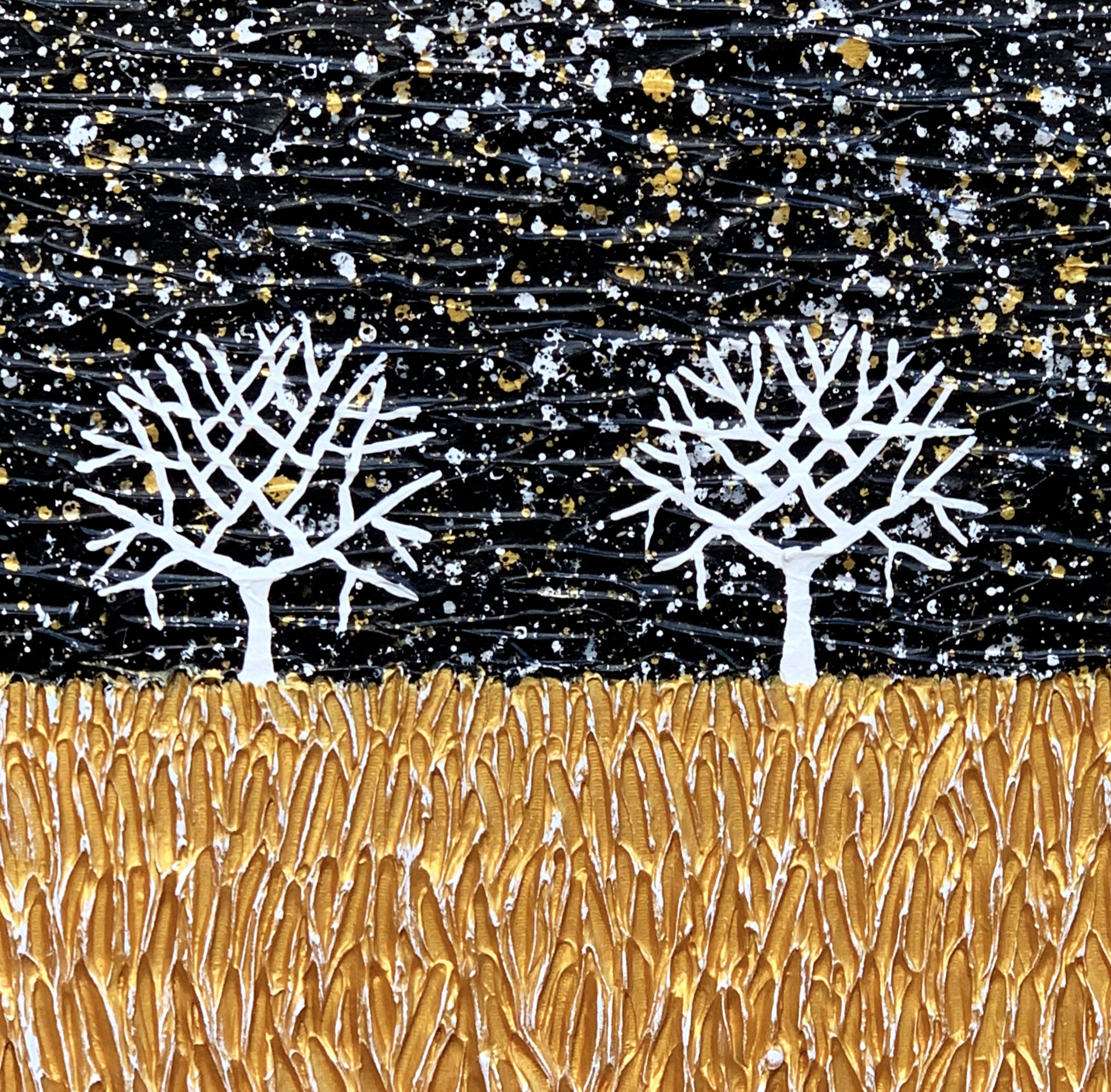 Trees in Golden Wheat Field by Starry Night - Art Lovers Australia