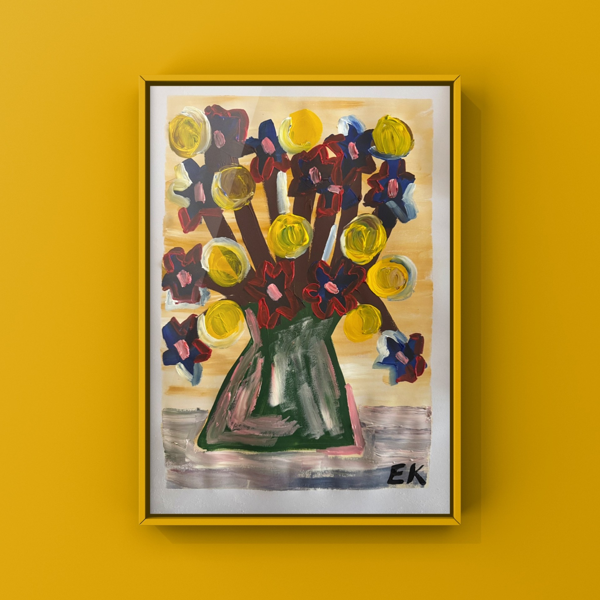 Joyful Yellow and Red Still Life - Art Lovers Australia