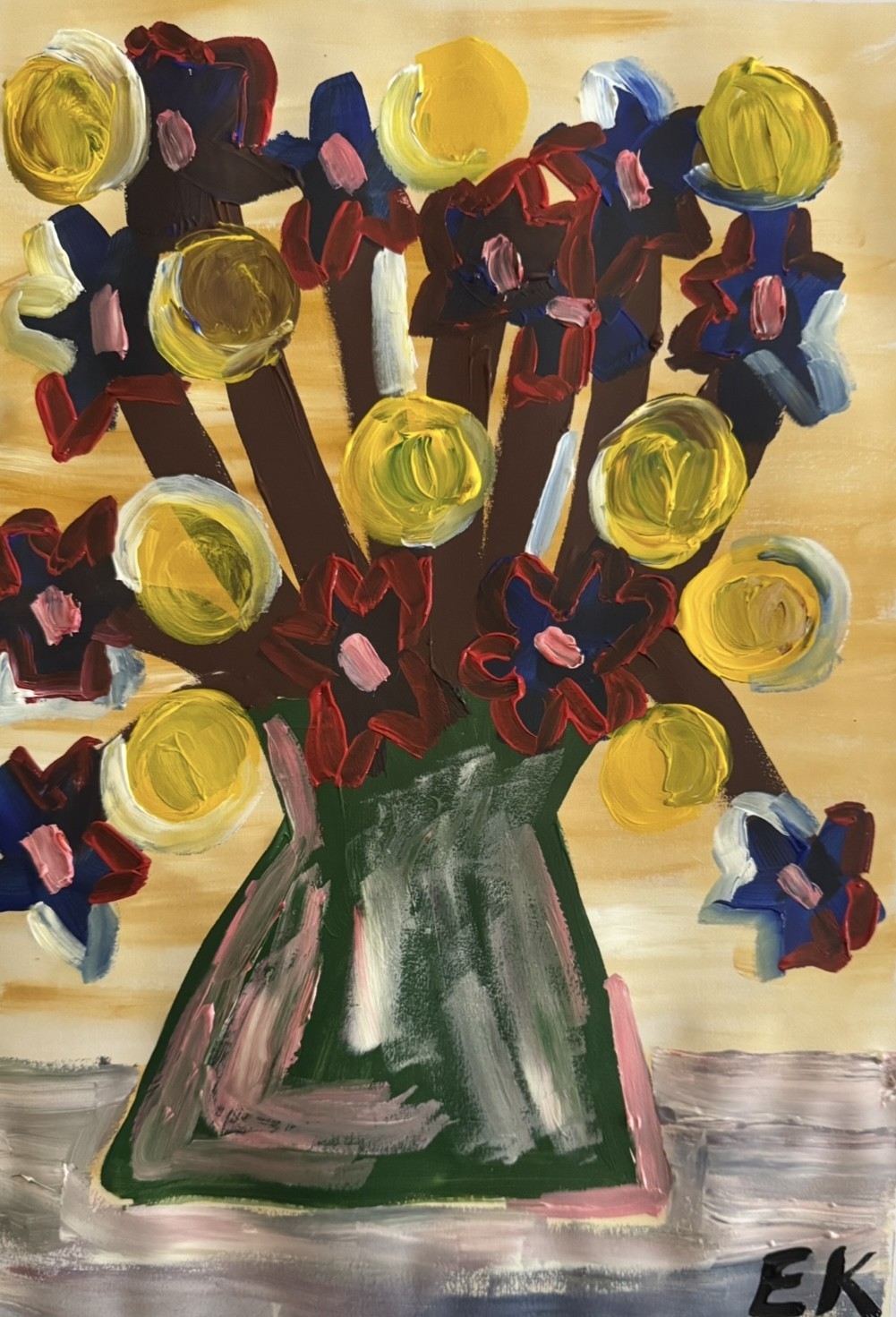 Joyful Yellow and Red Still Life - Art Lovers Australia